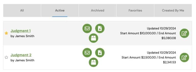 Judgment Interest Calculator - Features